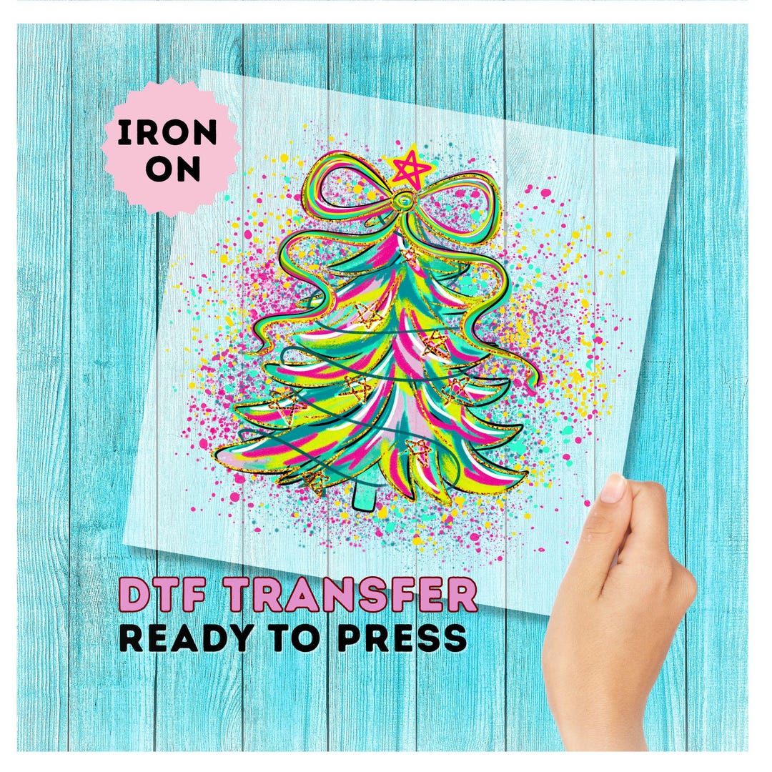 DTF Transfer - Iron on Press Ready - Colorful Christmas Tree DTF ...