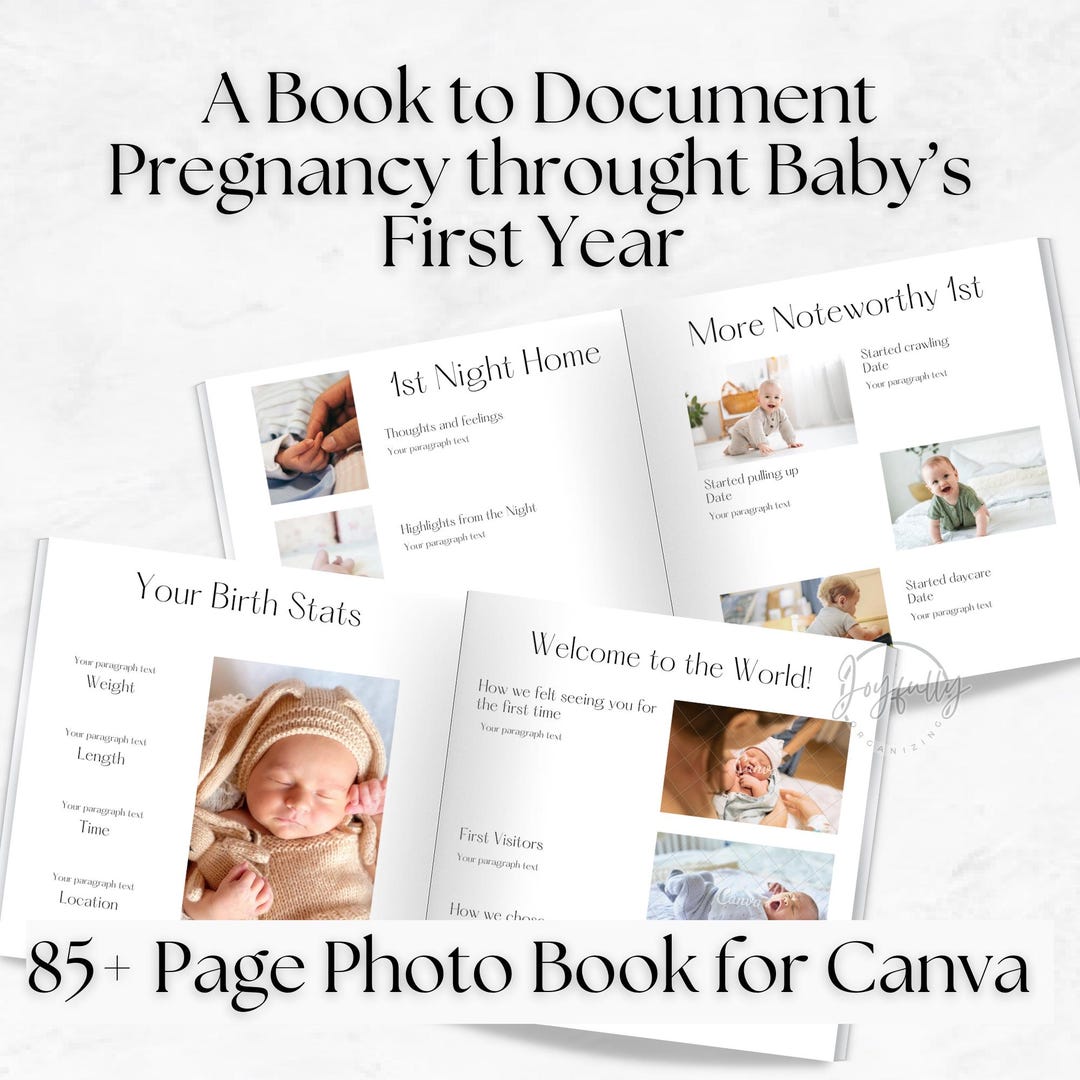 Baby Book Digital Template, Canva Photo Book Template, Pregnancy Book ...