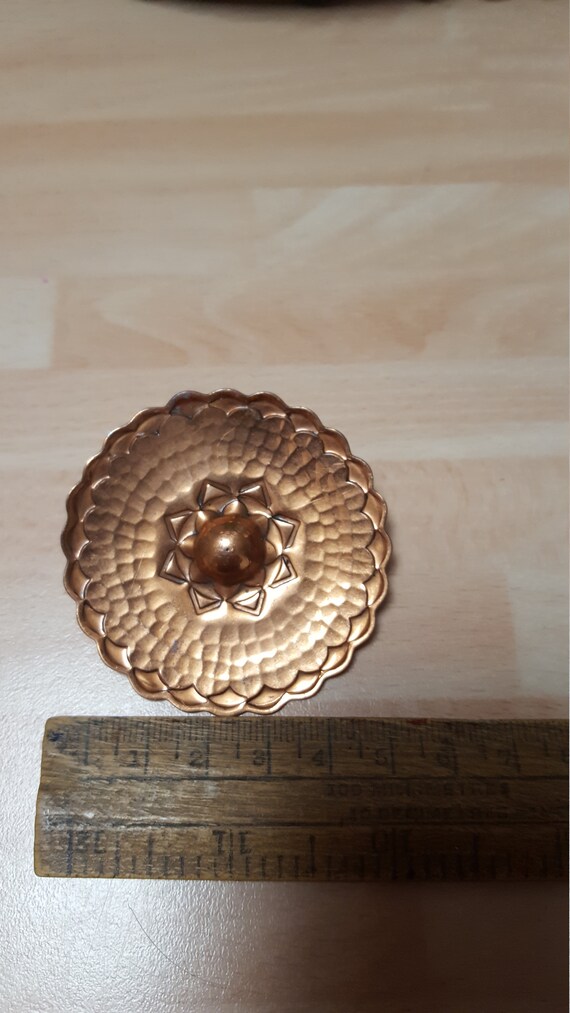 vintage roman balkan made copper leaf brooch - floral… - Gem