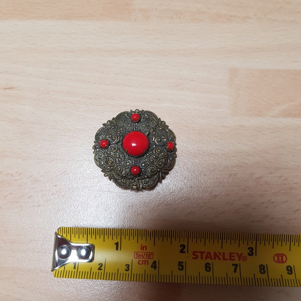 Red Stone Brooch - Etsy