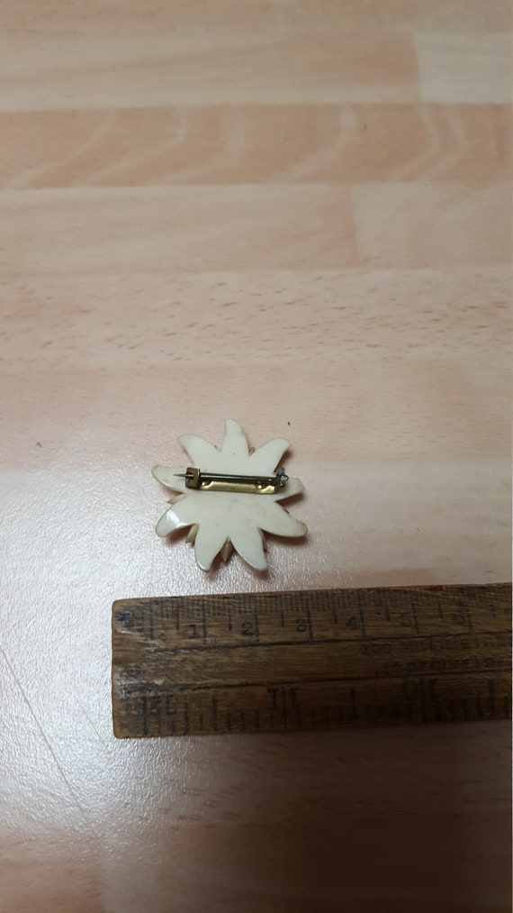 vintage old plastic edelweiss brooch - kitsch alpine … - Gem