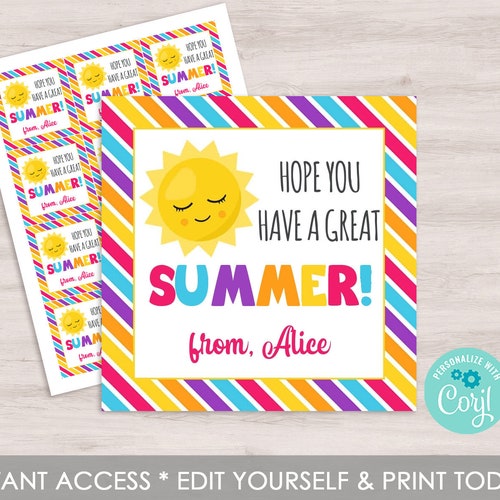 Last Day of School Editable Favor Tags See You Later Gift - Etsy