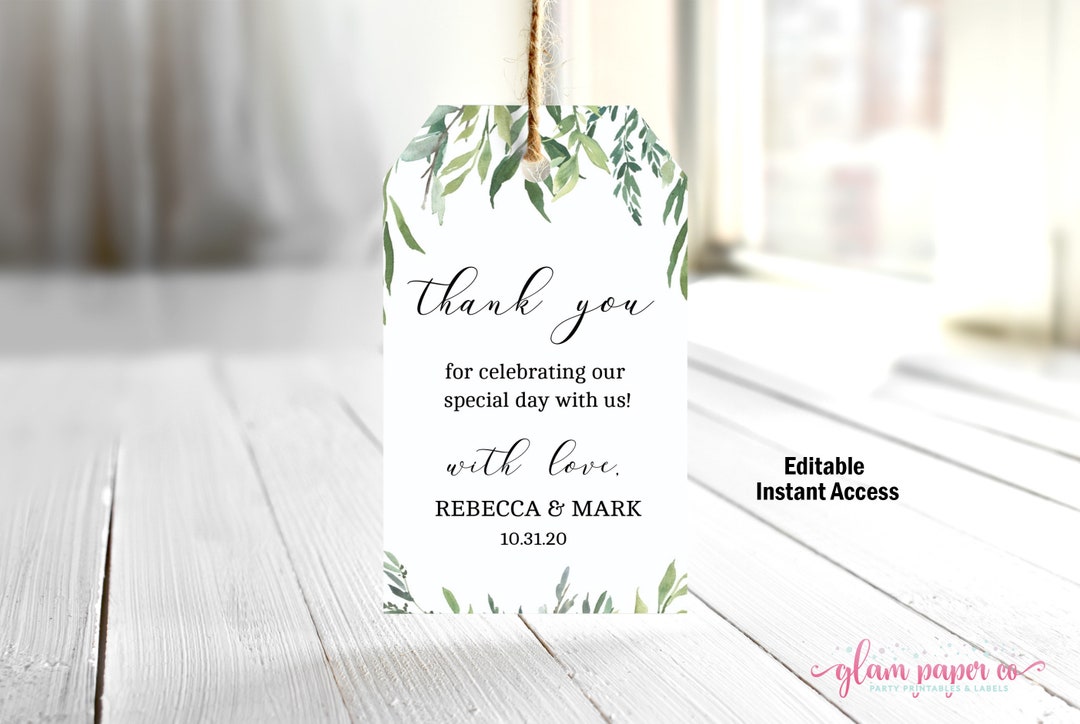 Wedding Favor Tags Thank You Tags Editable Gift Tags - Etsy