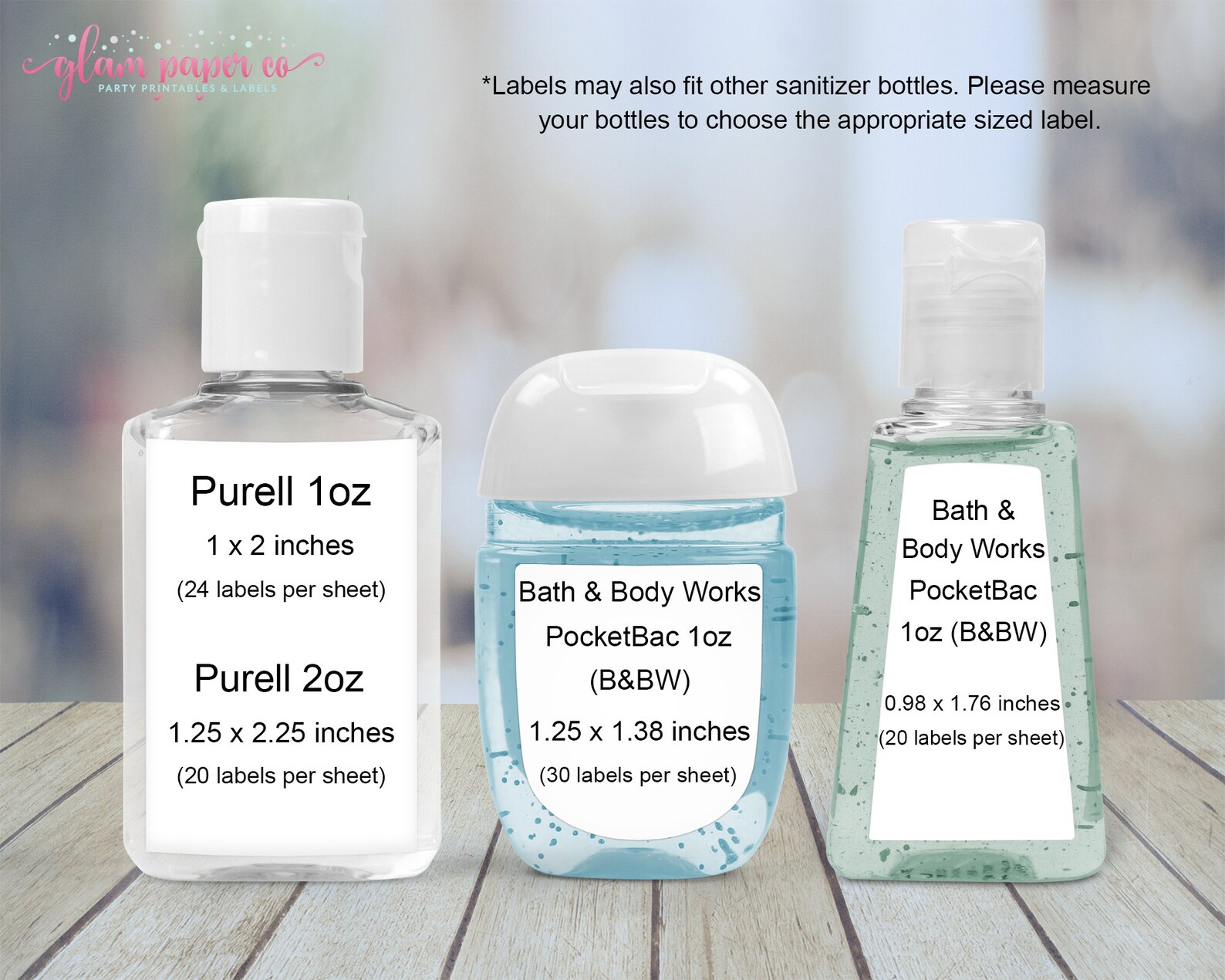 Greenery Hand Sanitizer Label Purell 1oz & 2oz Labels | Etsy