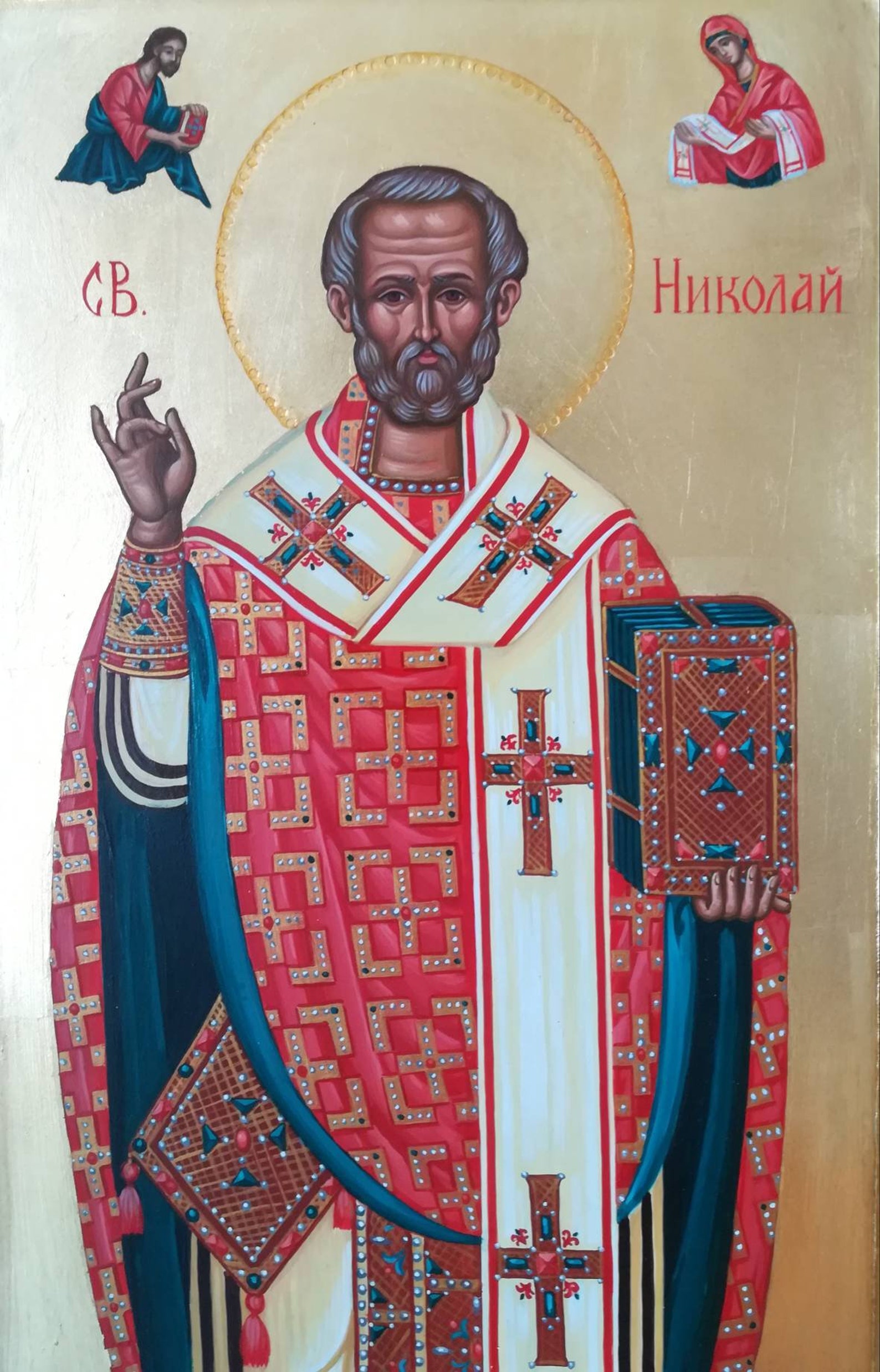St Nicholas Orthodox Hand Painted Icon Russian Icon Greek Byzantine ...