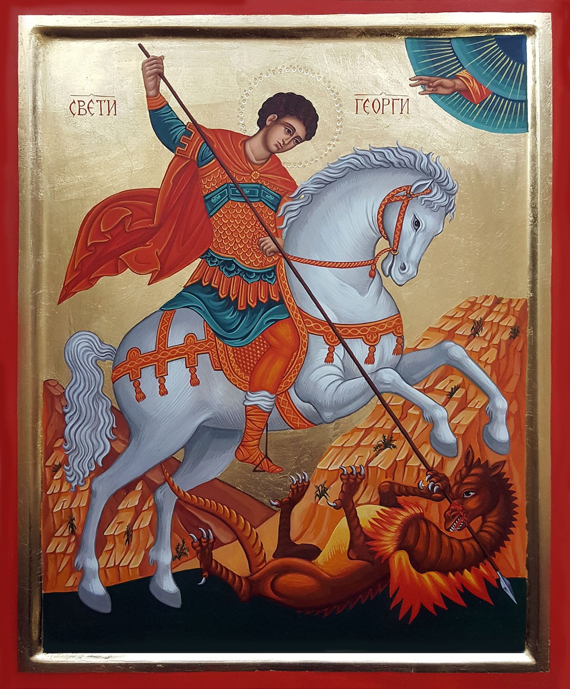 Saint George Killing the Dragon Hand Painted Orthodox Icon - Etsy