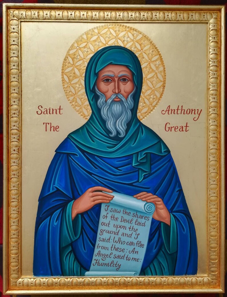 St Anthony the Great Orthodox Rare Icon Byzantine Icon Greek Icon ...