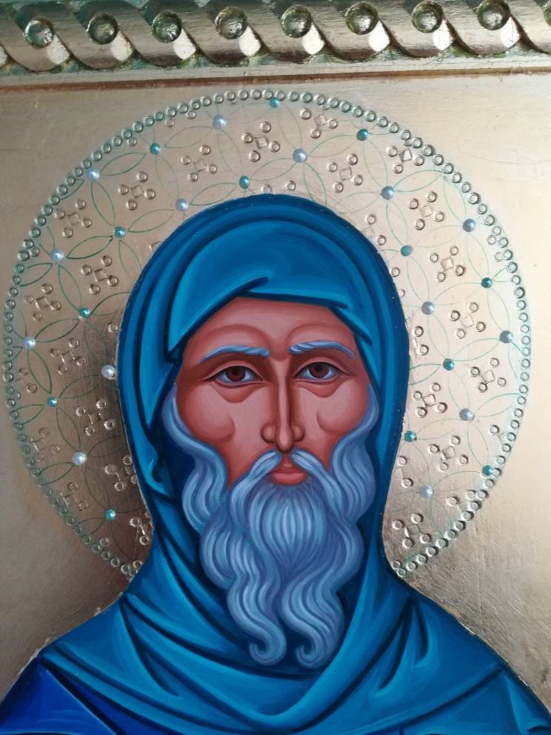St. Anthony the Great Orthodox Rare Icon Byzantine Icon Greek - Etsy