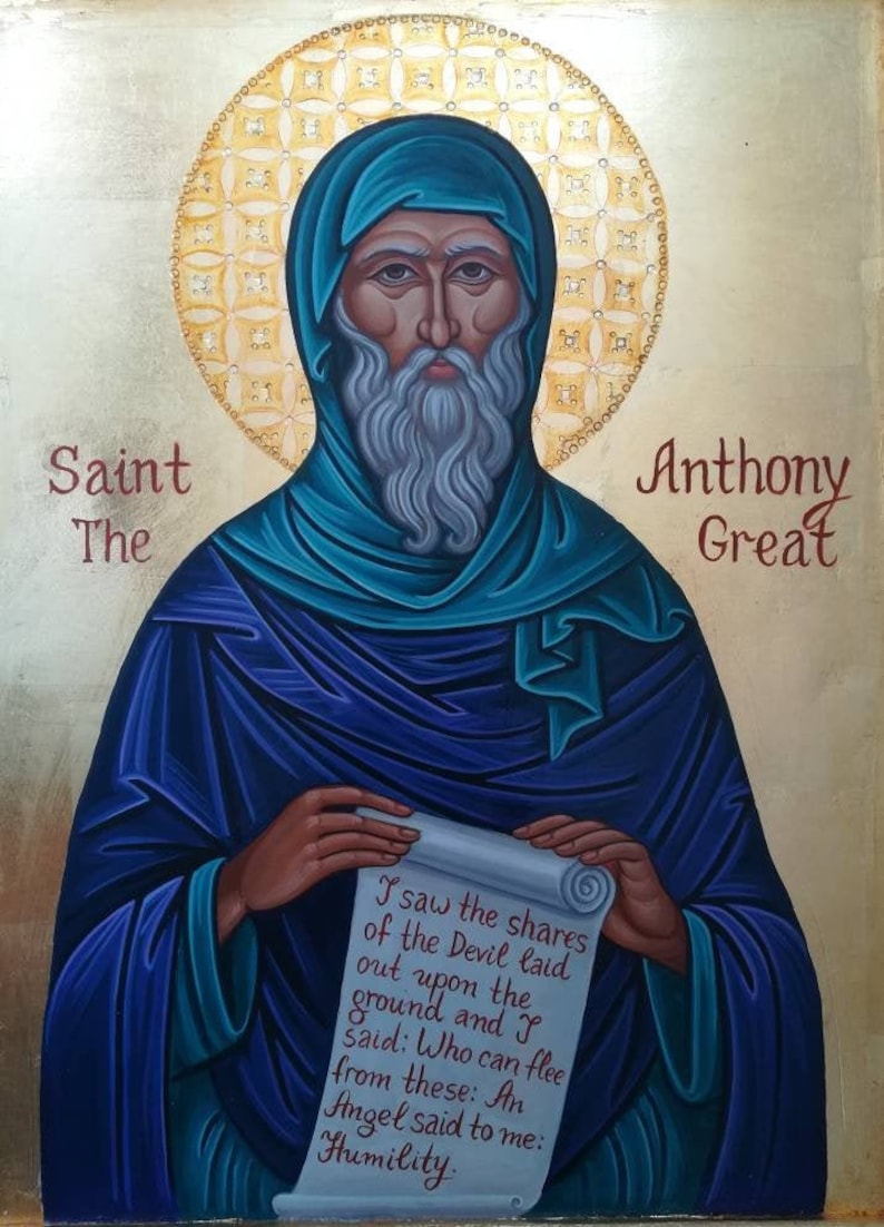 St. Anthony the Great Orthodox Rare Icon Byzantine Icon Greek - Etsy