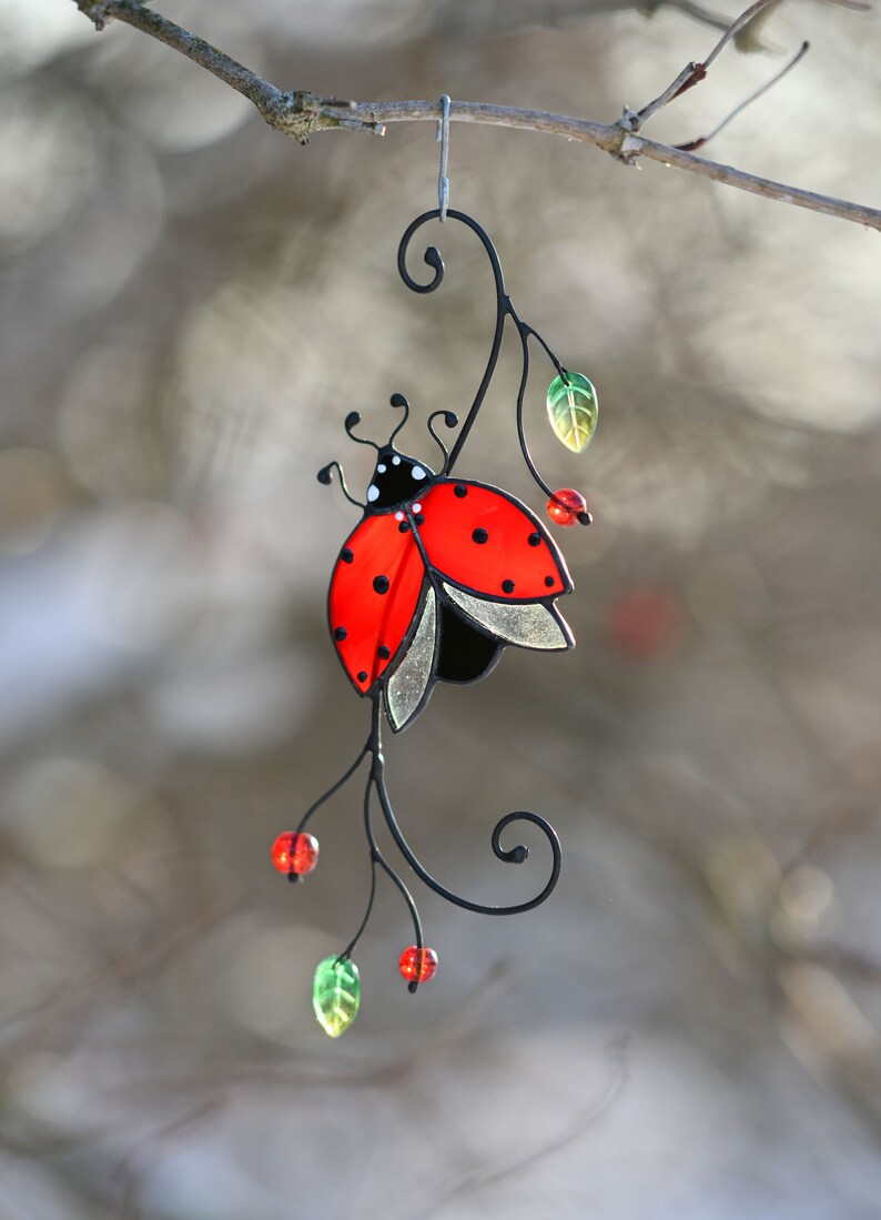 Ladybug Stained Glass Suncatcher Mothers Day Gift Window | Etsy
