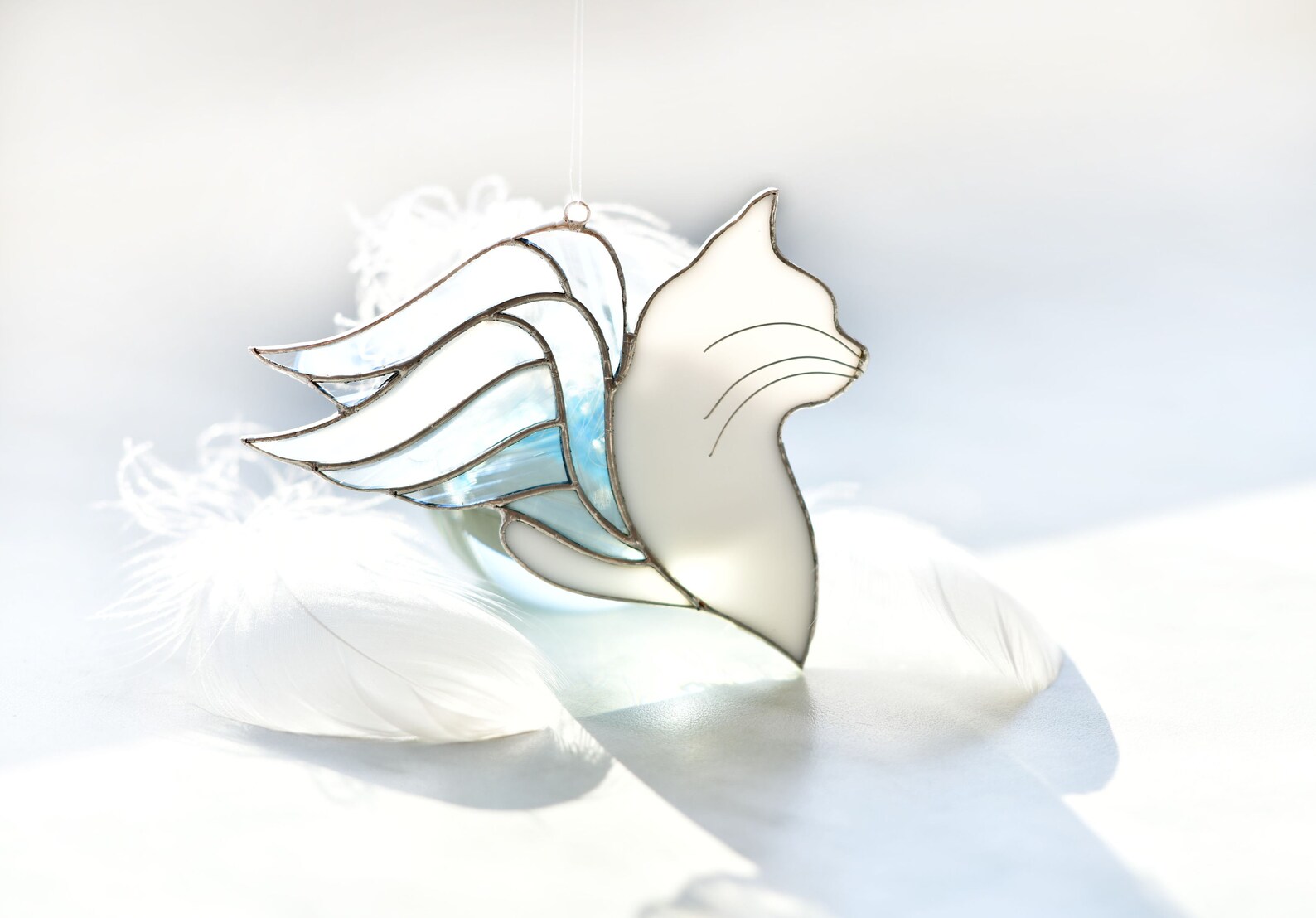 Cat Angel Stained Glass Suncatcher Cat Memorial Gift Cat | Etsy