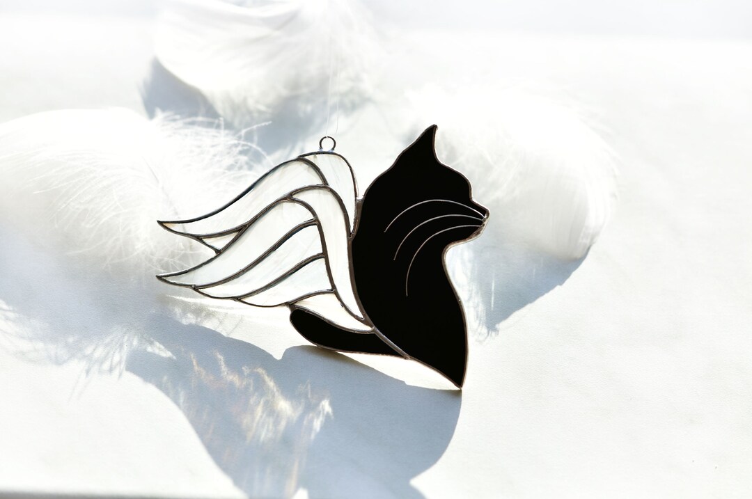 Cat Angel Stained Glass Suncatcher Cat Memorial Gift Cat - Etsy