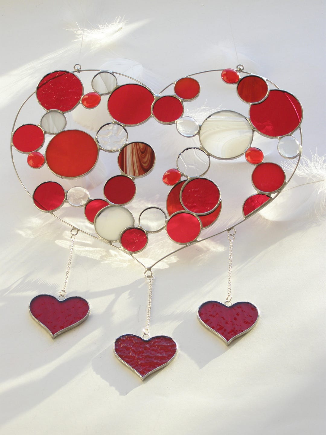 Stained Glass Heart Suncatcher, Valentine's Day Gift, Stained Glass ...