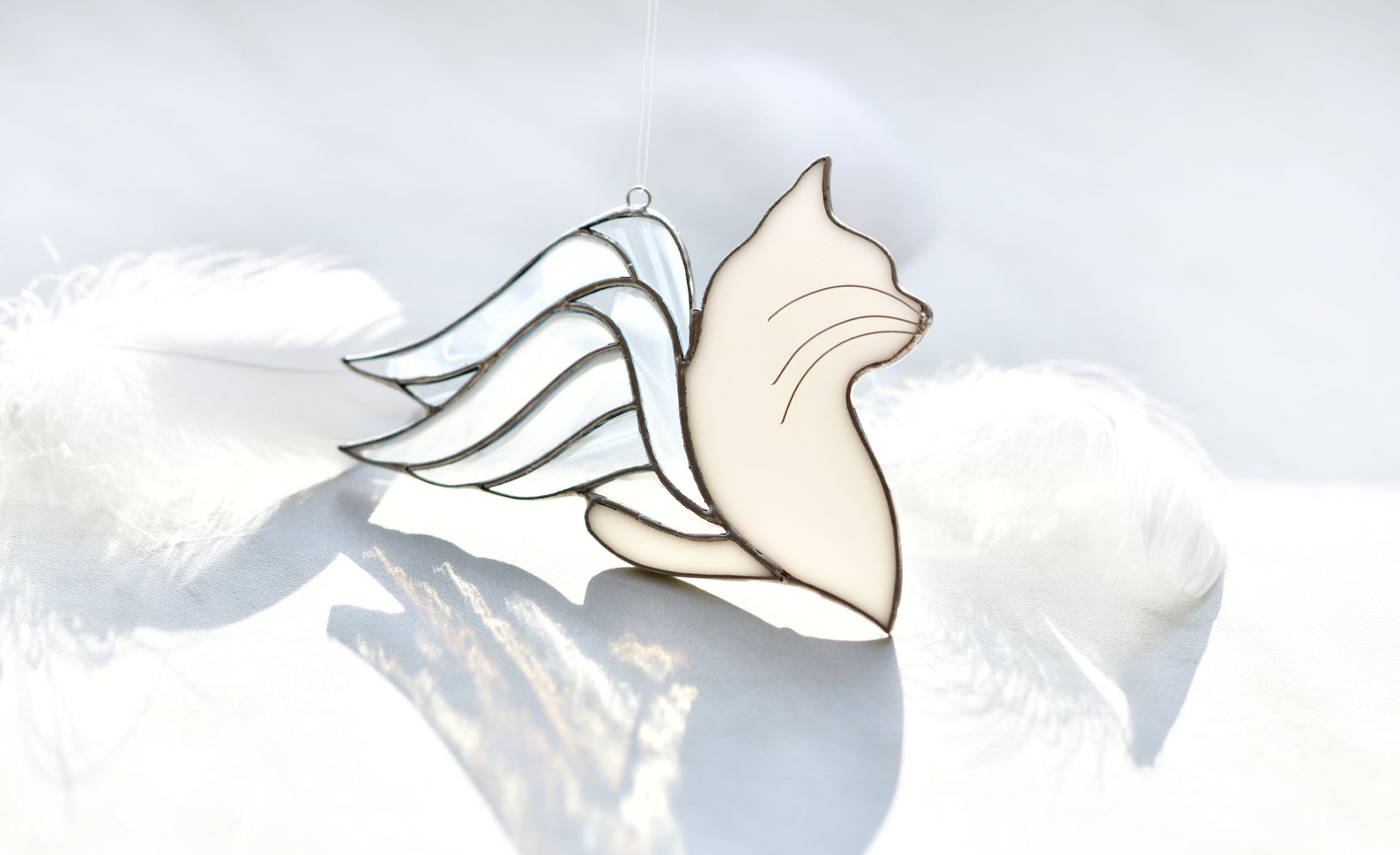 Cat Angel Stained Glass Suncatcher Cat Memorial Gift Cat | Etsy