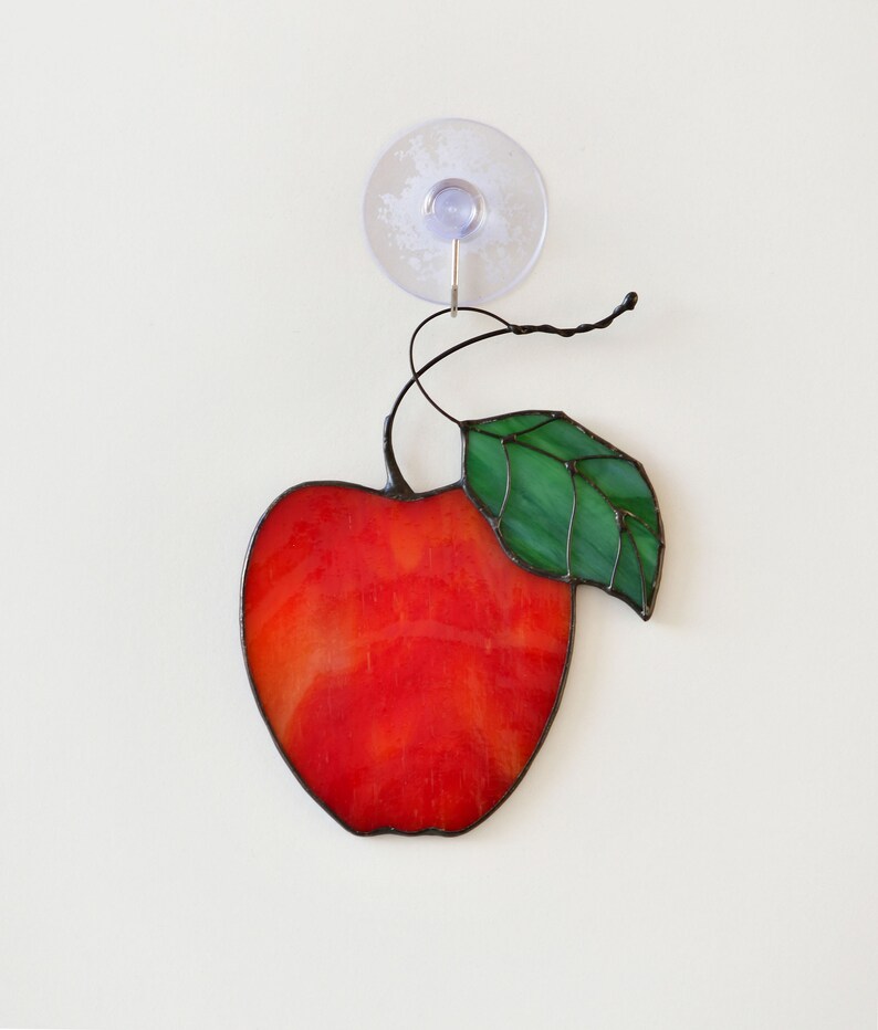 Apple Stained Glass Window Hangings Stained Glass Fruit - Etsy