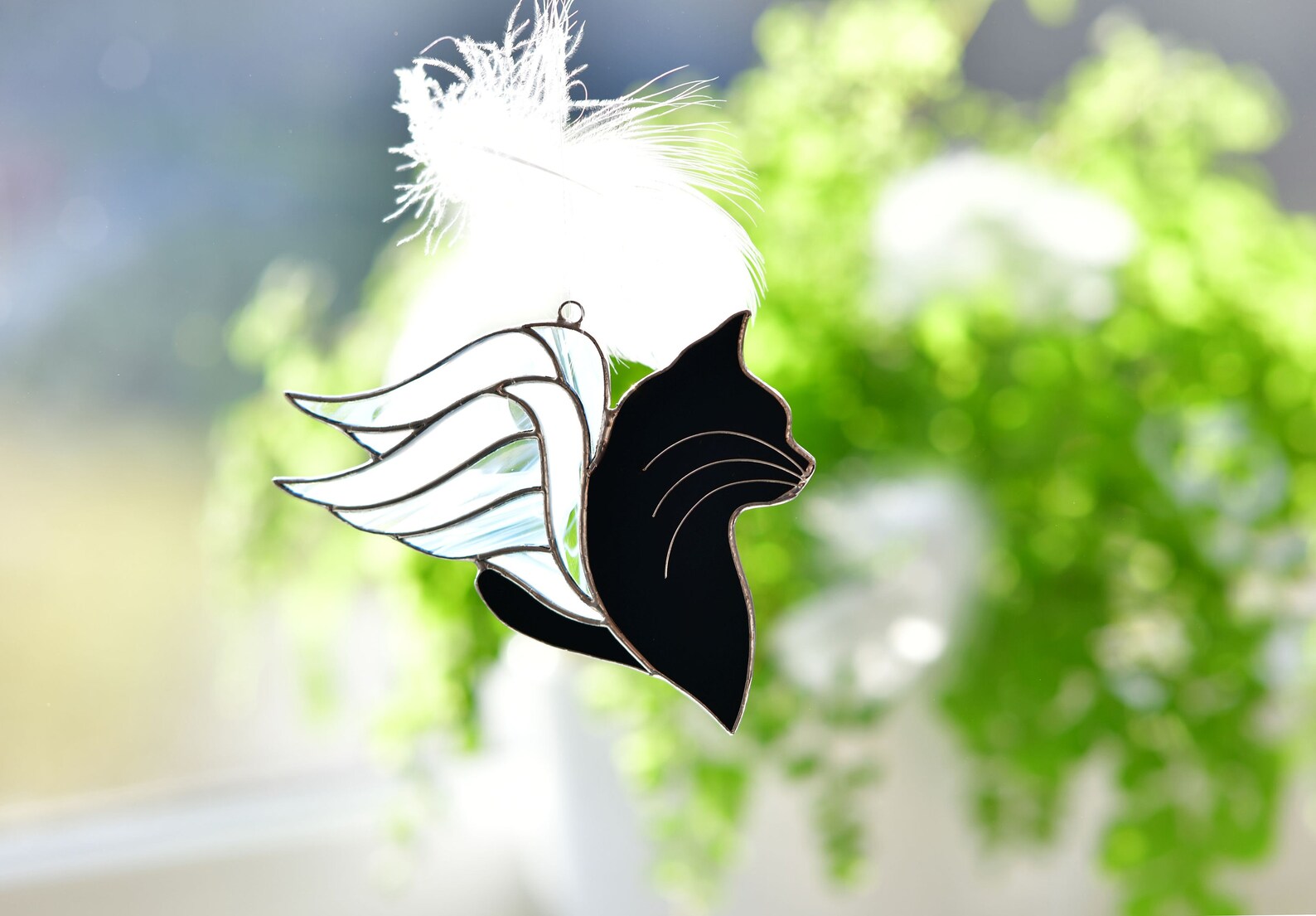 Cat Angel Stained Glass Suncatcher Cat Memorial Gift Cat - Etsy