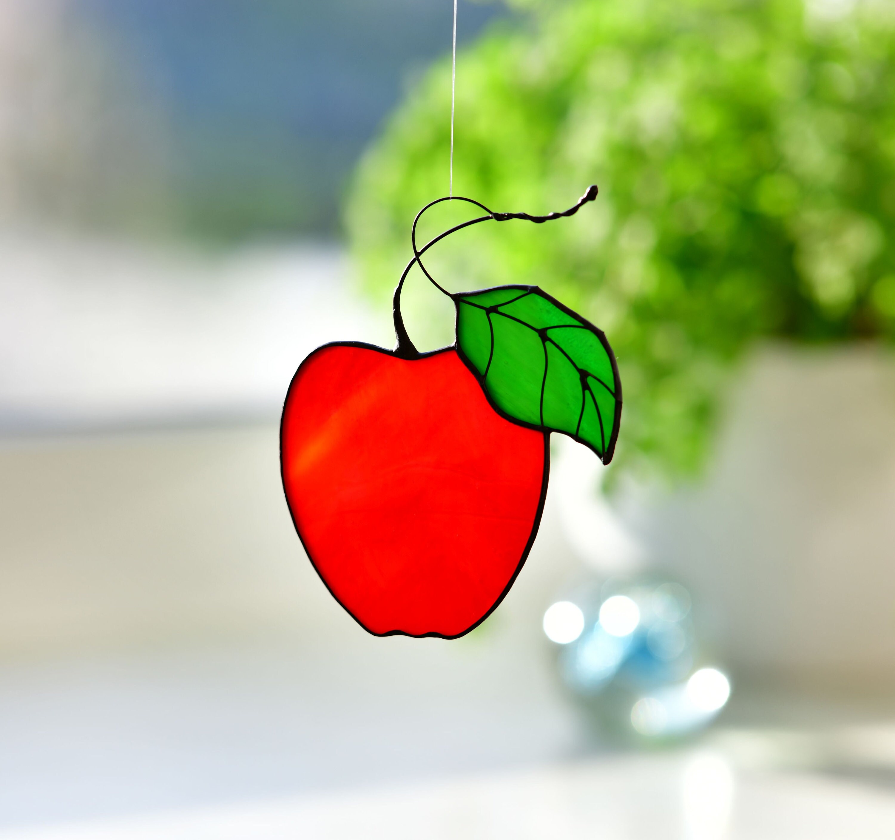 Apple Stained Glass Window Hangings Stained Glass Fruit - Etsy