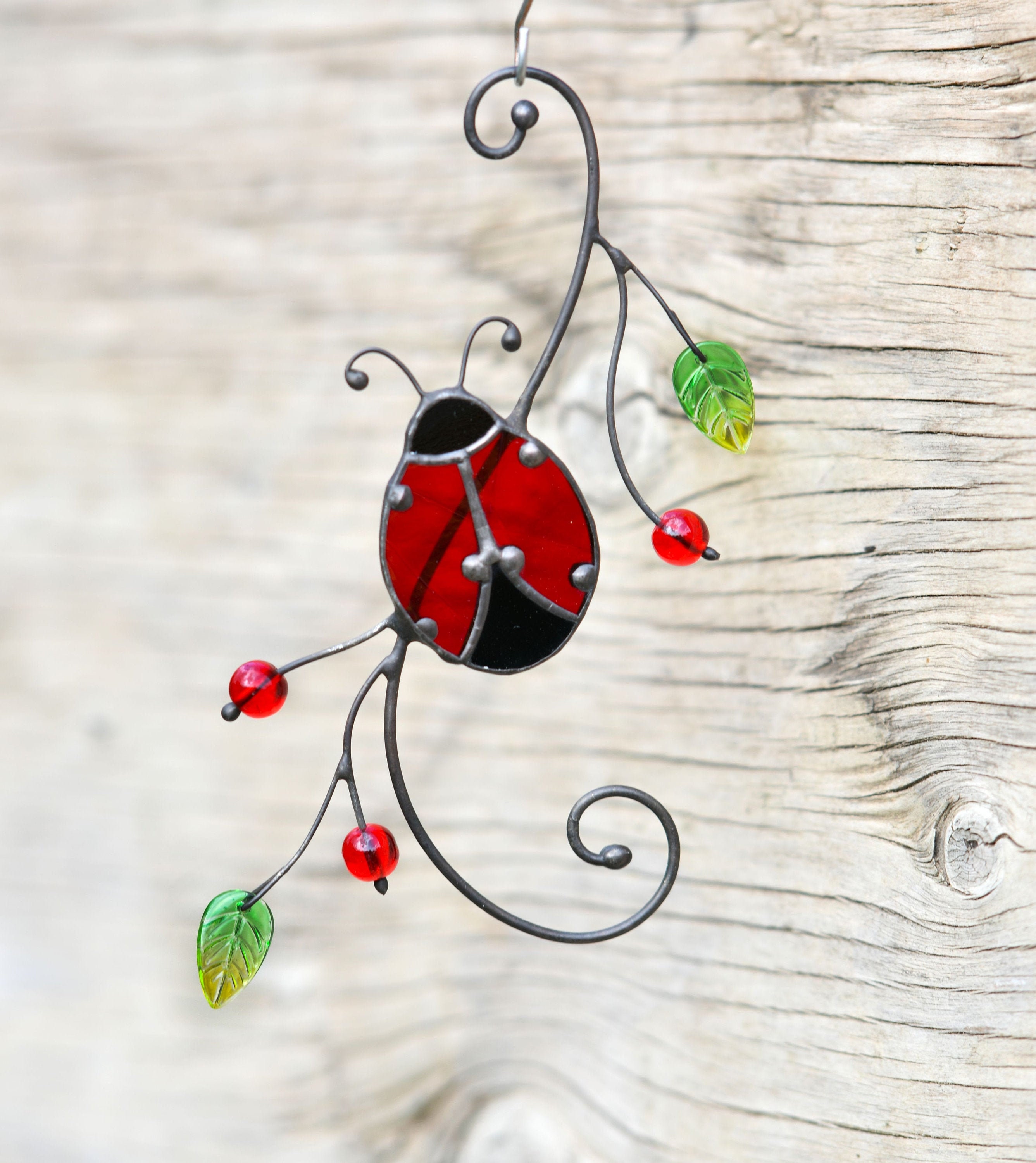 Ladybug stained glass suncatcher Ladybug stained glass window | Etsy