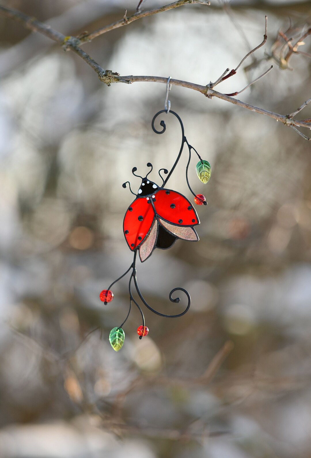 Ladybug Stained Glass Suncatcher Mothers Day Gift Window Hangings Decor ...