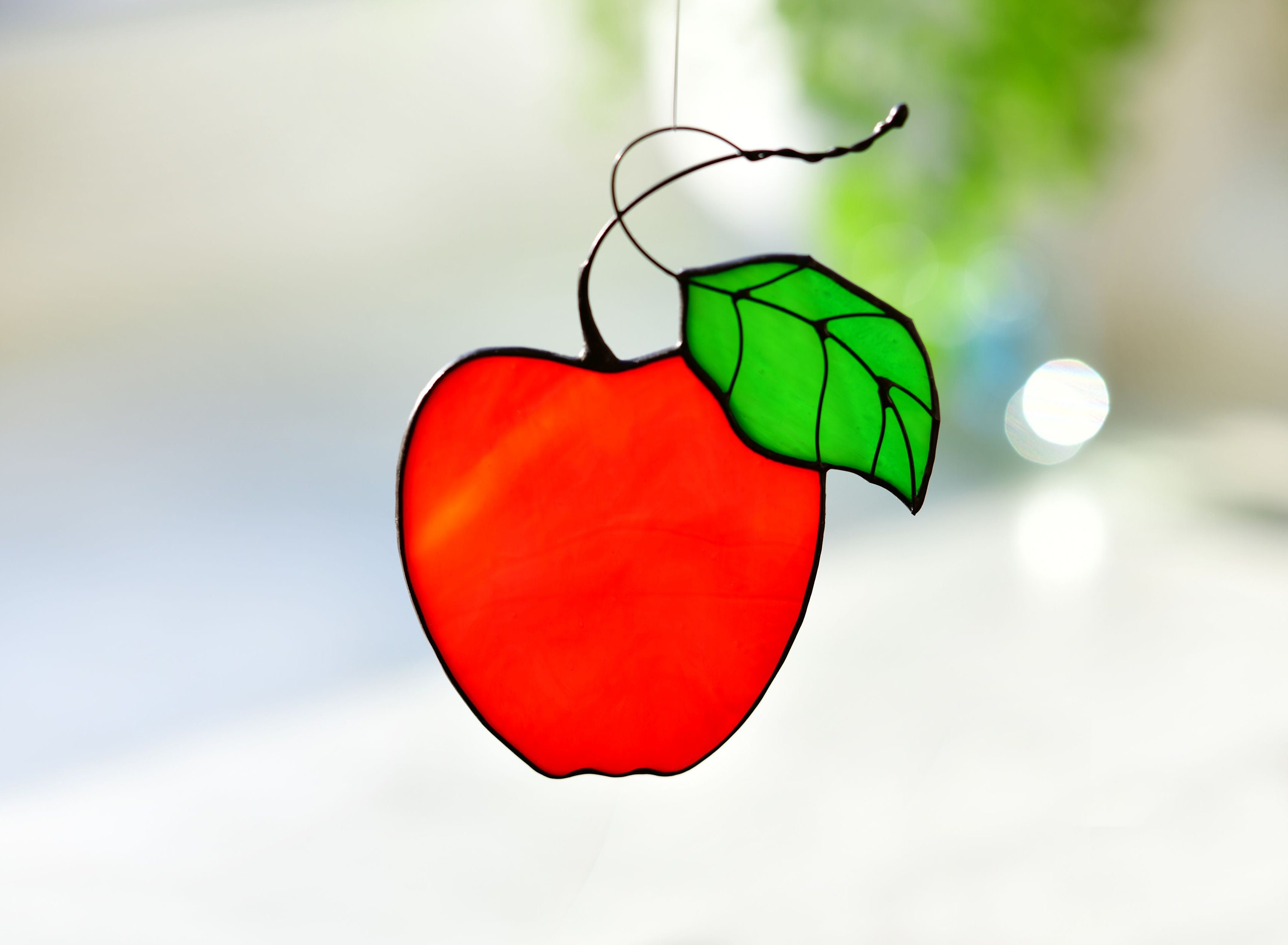 Apple Stained Glass Window Hangings Stained Glass Fruit - Etsy