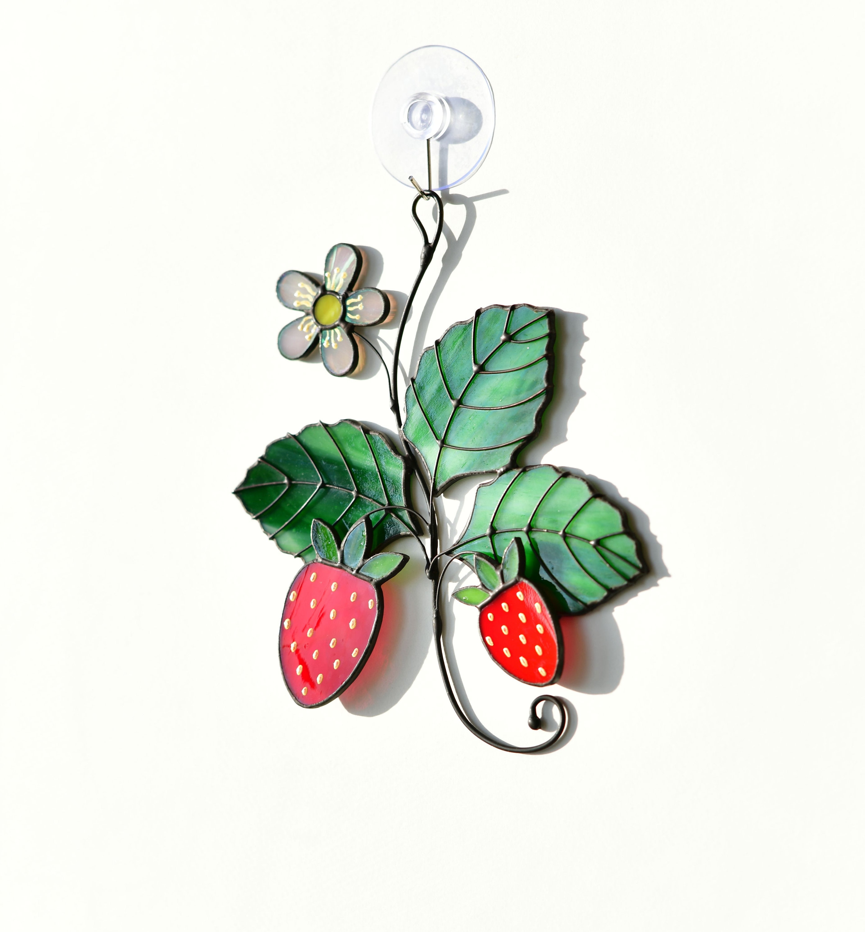 Strawberry stained glass window hangings Stained glass fruit | Etsy