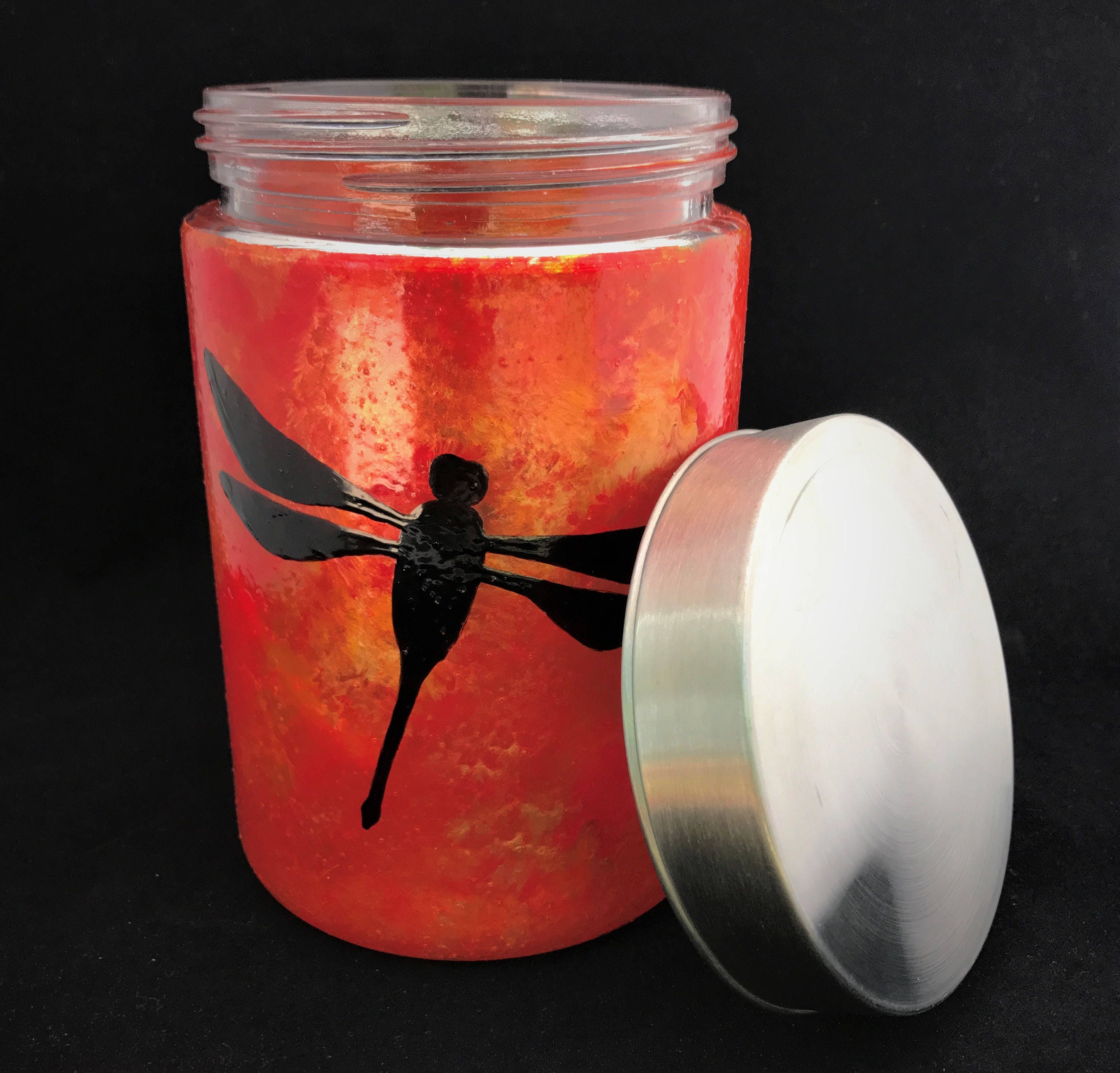 Glass Dragonfly Storage Canister Hand Painted With Threaded - Etsy