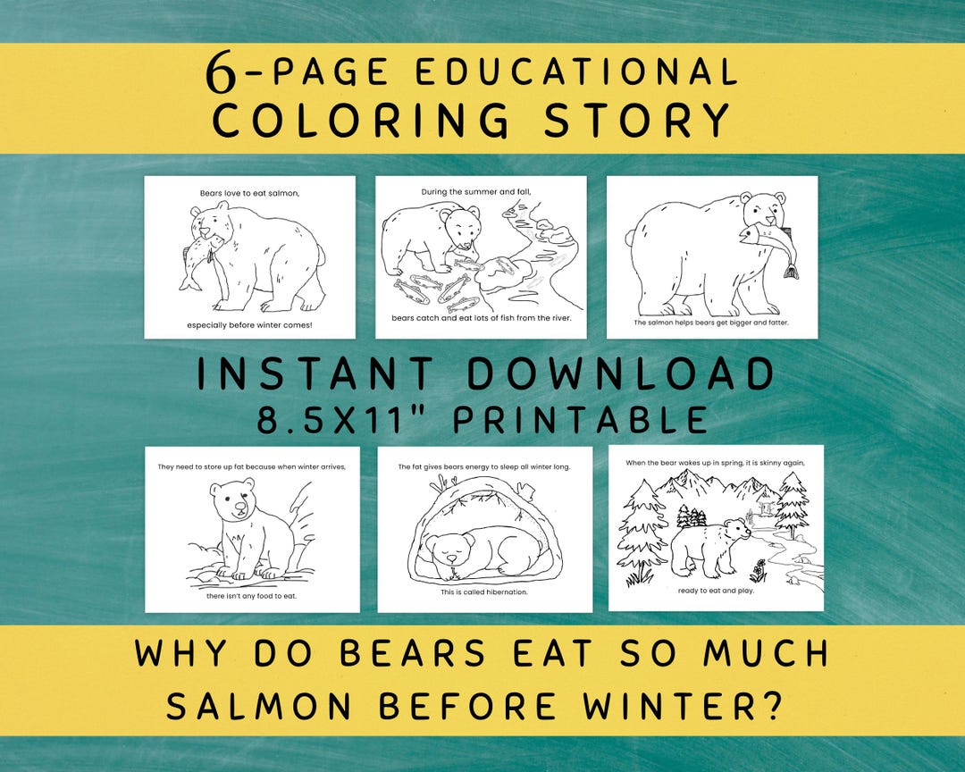 Bear Coloring Pages for Kids, Printable Nature Study Activity ...