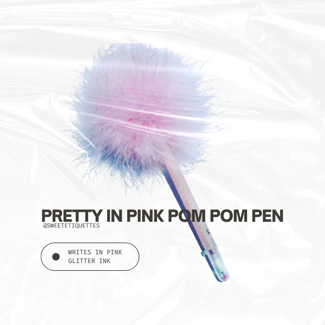 90's Clueless Inspired Pretty in Pink Pom Pom Pen - Pink Ink - Etsy