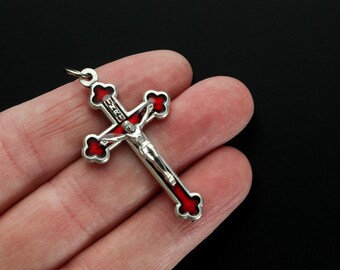 Lot of 2 Jesus Red Enamel Crucifix Rosary Cross Made in ITALY - Etsy