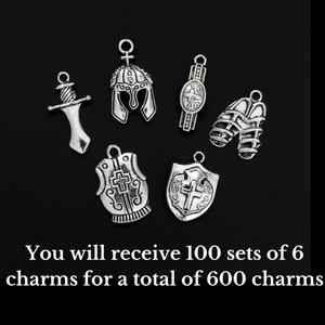 100 Armor of God Charm Sets of 6 Pieces - Ephesians 6:11 Be Strong in ...