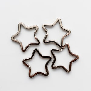 4 Star Shaped Split Key Rings 35mm Long - Iron Based Alloy Silver Tone ...