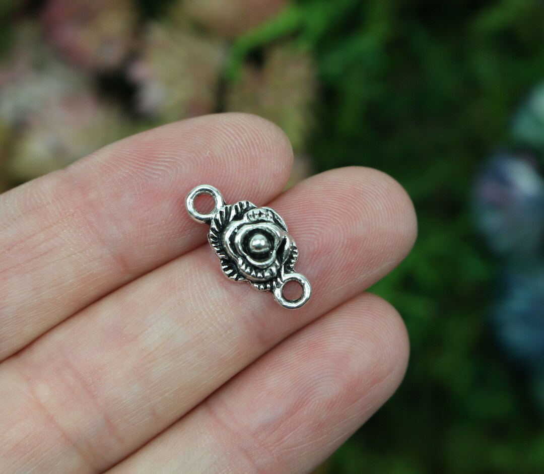 Rose Connector Charms Silver Flower Jewelry Links 19mm Long 20pcs - Etsy