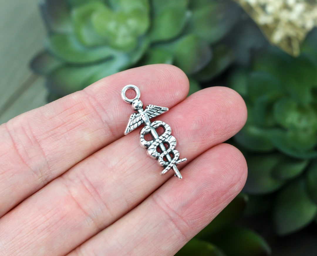 Medical Symbol Caduceus Charms - Silver Snake Winged Staff for Nurses ...