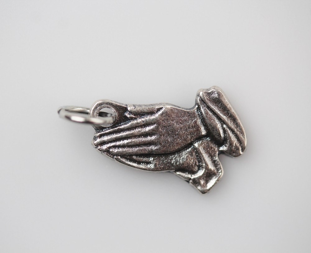Praying Hands Silver Tone Charm Pray for Us Serenity | Etsy