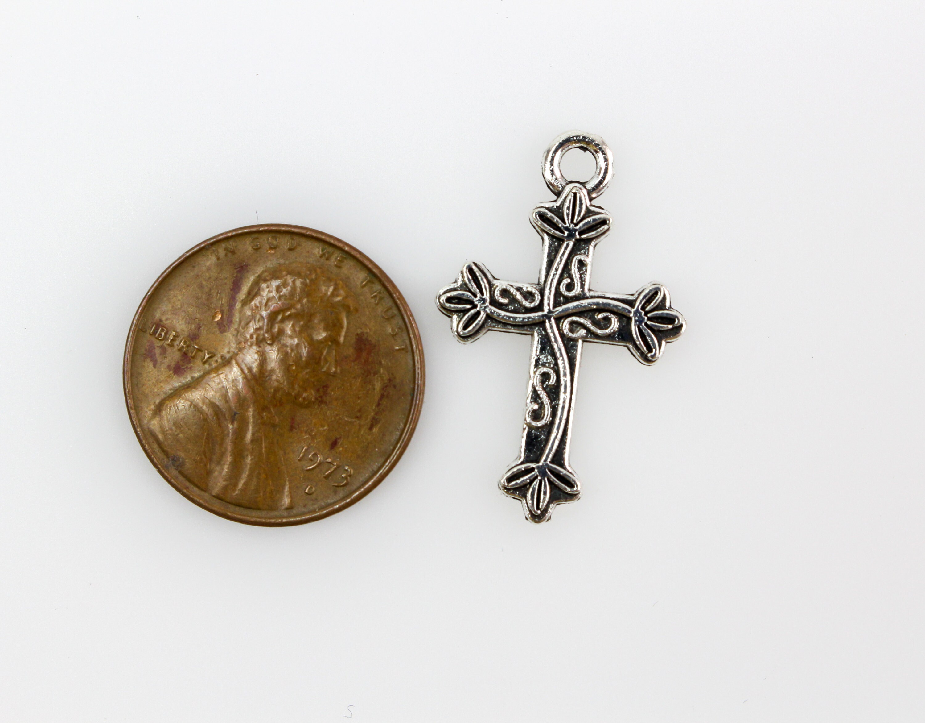 Silver Vine Cross Charms John 15:5 NIV - I Am the Vine, You Are the ...