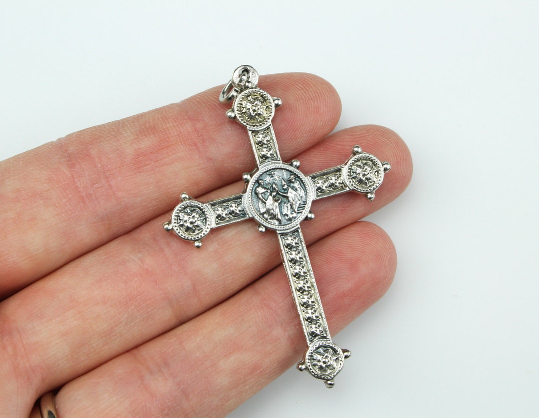 Papal Ferula Pope's Cross - 2" Papal Blessing Cross - Silver Tone Cross ...
