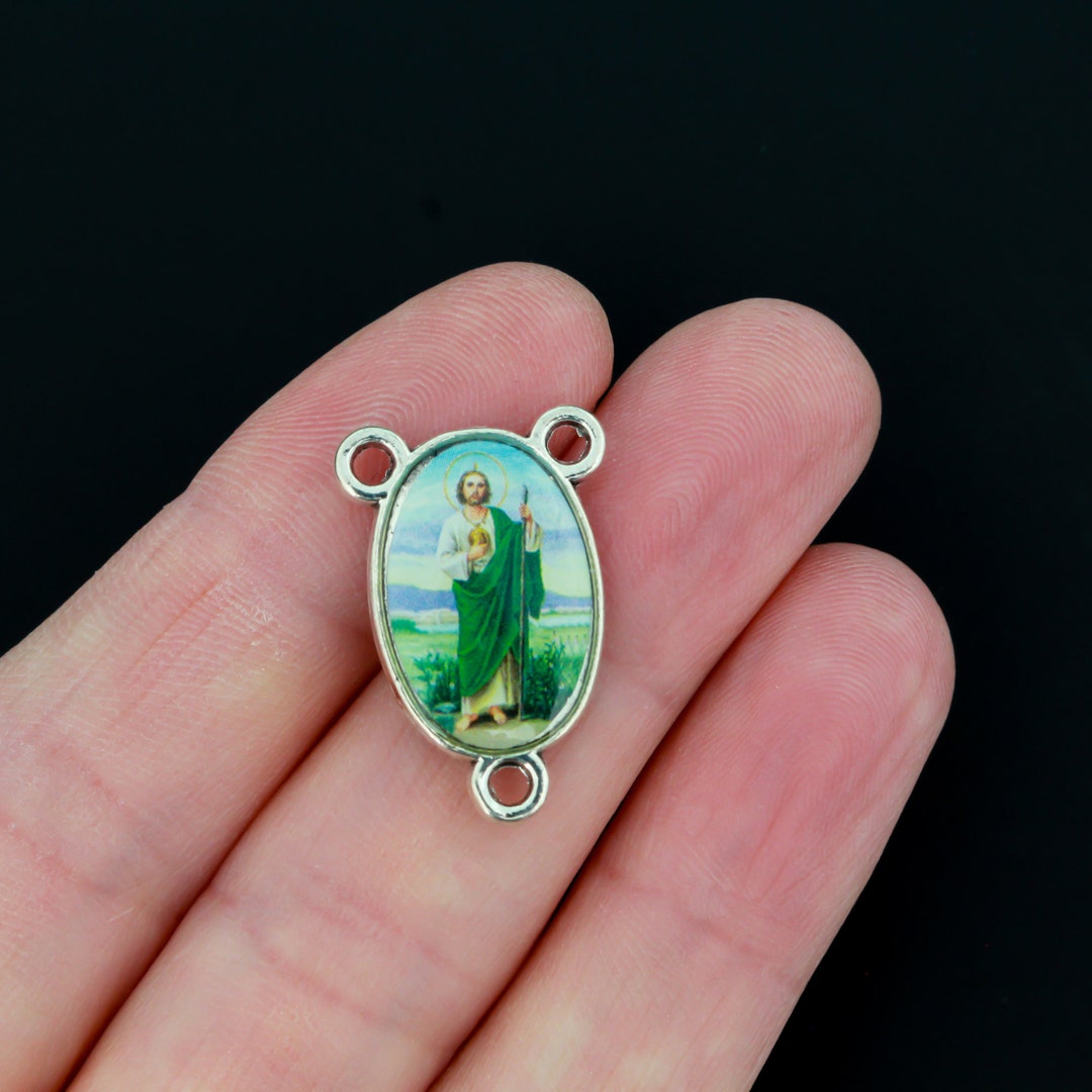 Saint Jude Color Image Rosary Centerpiece 7/8" Long - Patron Saint of ...