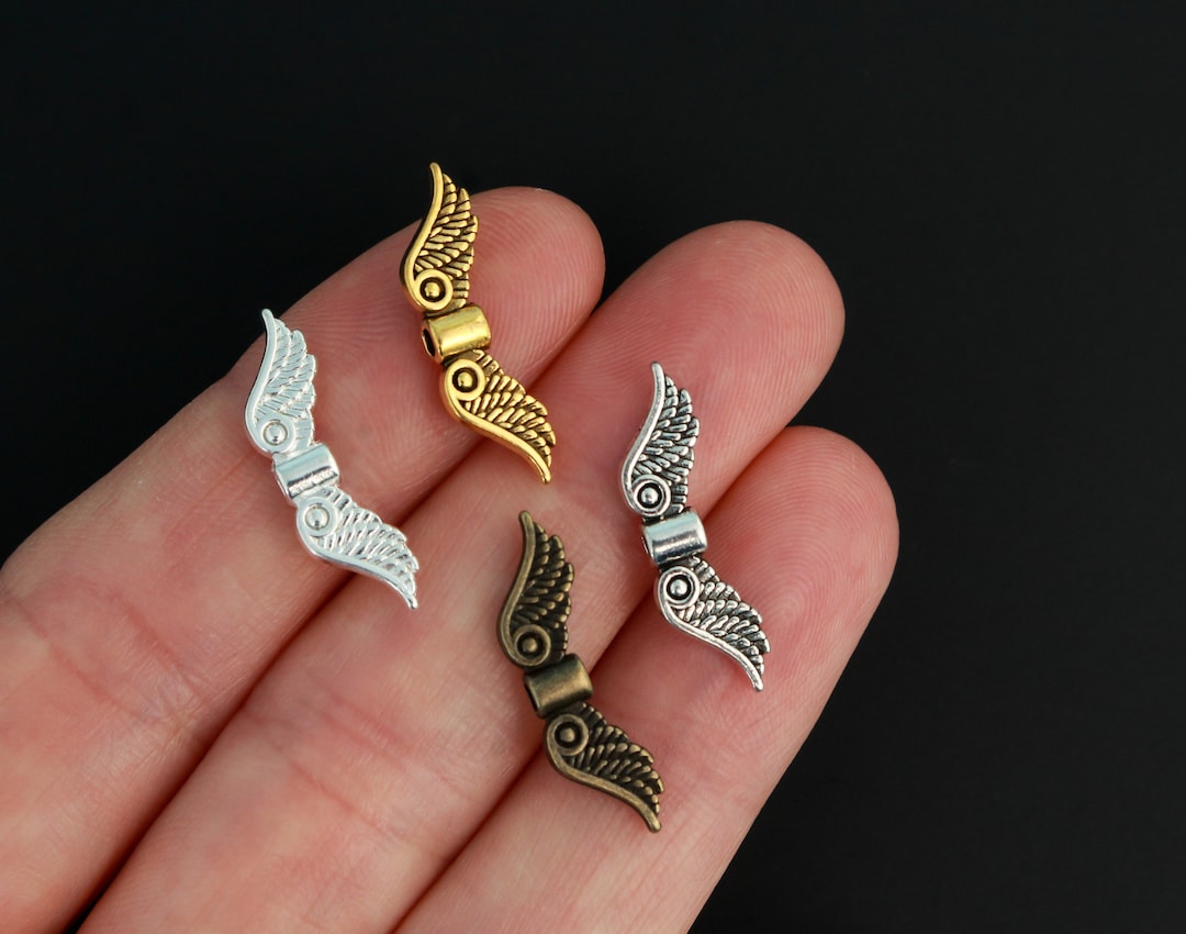 Angel Wing Spacer Beads - Guardian Angel Wing Charms 23mm Wide, 30pcs ...