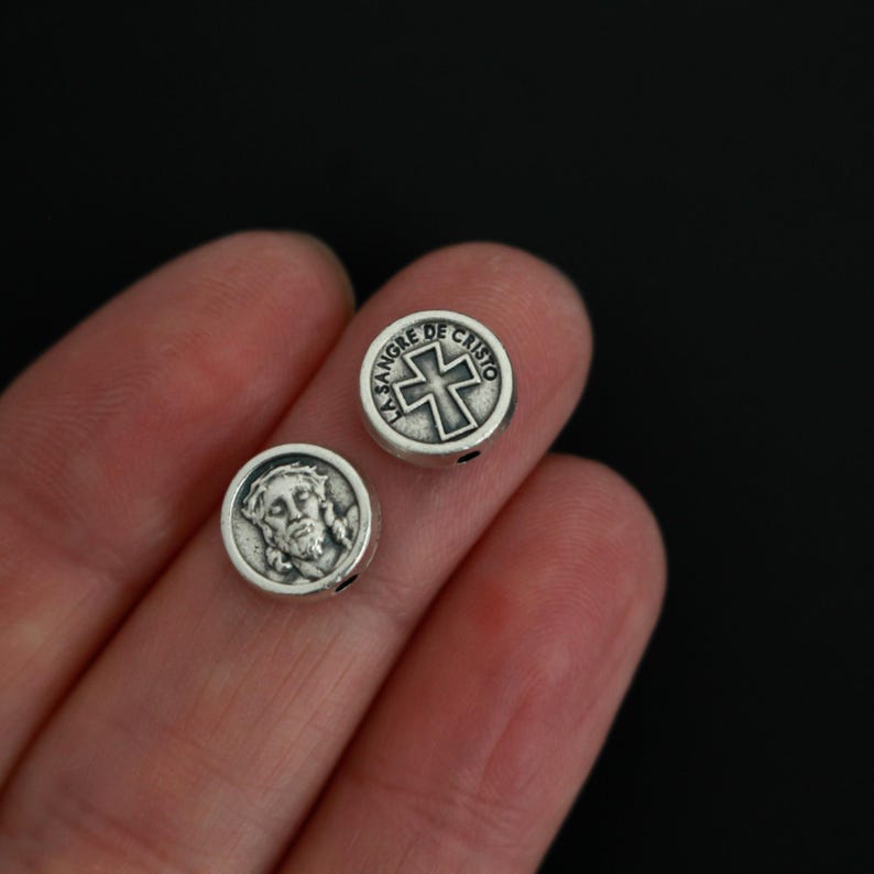 Holy Face of Christ Metal Spacer Beads - Le Sangre De Cristo - Silver ...