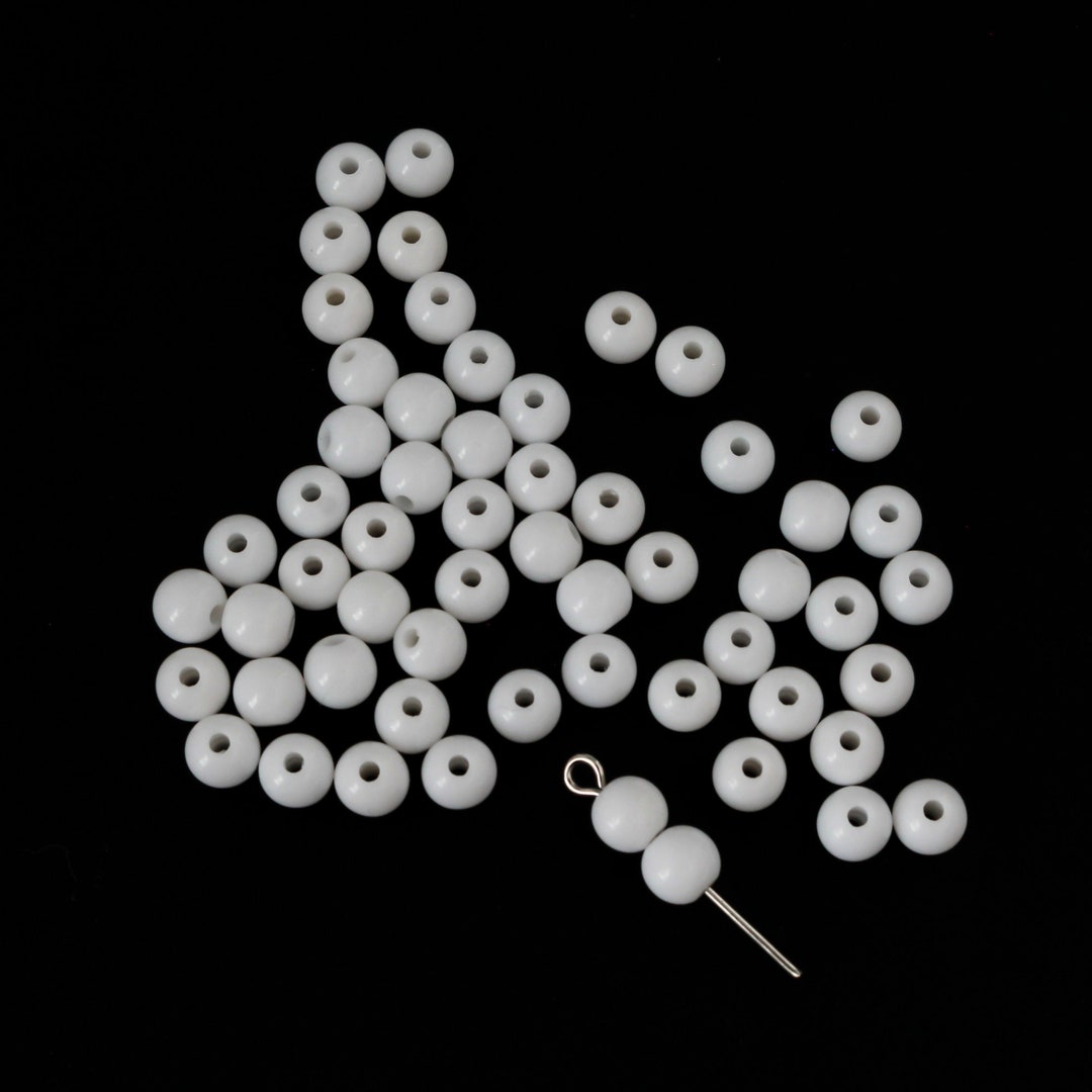 6mm Round White Beads - Acrylic Gumball Chunky Prayer Beads for Five ...