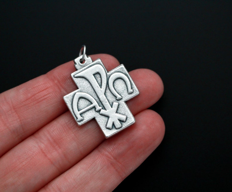 Jesus Alpha and Omega Cross Pendant Chi-rho Christogram - Etsy