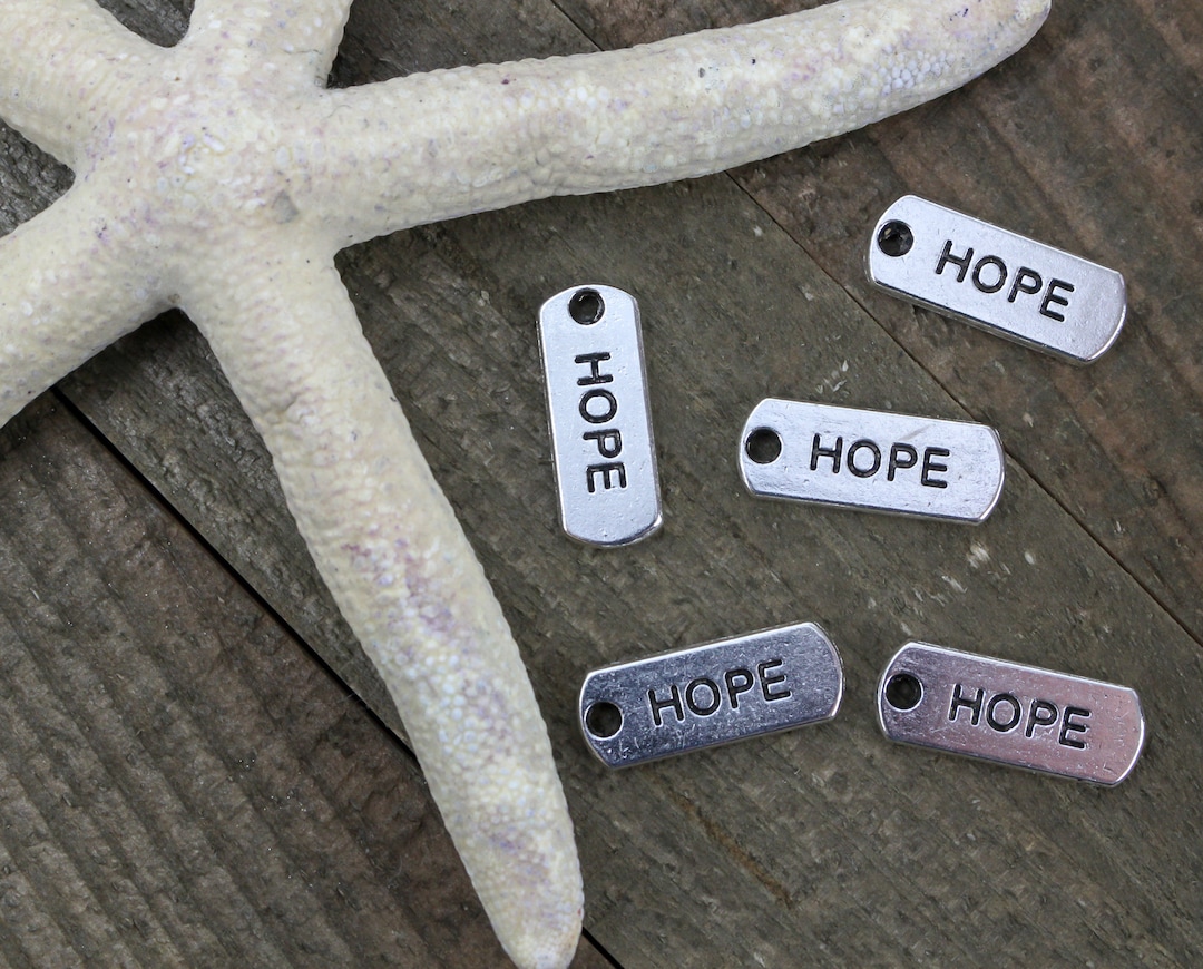5, 25 Hope Charms Antique Silver Tone Inspirational Message Word Charms ...