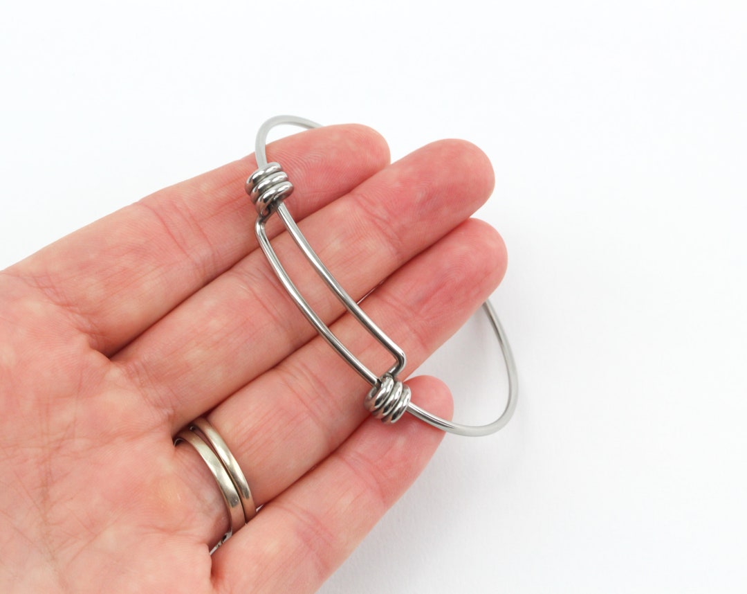 Adjustable Bangle Bracelet - Stainless Steel Wire Expandable Charm ...