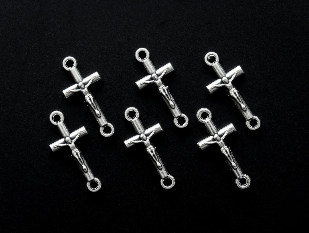 6 Crucifix Connector Links for Bracelets, Rosaries, Chaplets - Cross ...