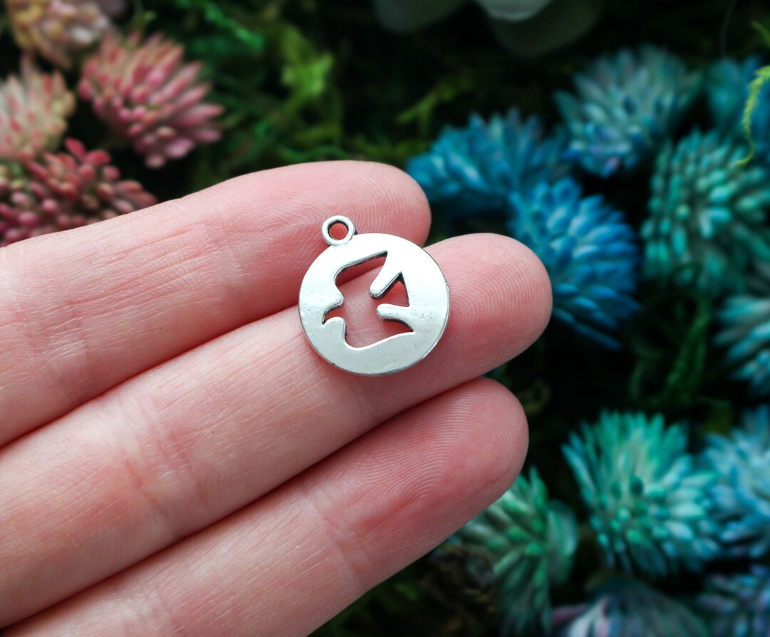 Silver Holy Spirit Charms 19mm - Small Round Flat Disc With Cutout Dove ...