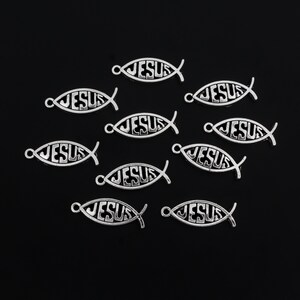 10 Jesus Fish Charms Christian Ichthys Symbol 27mm Long in Silver - Etsy