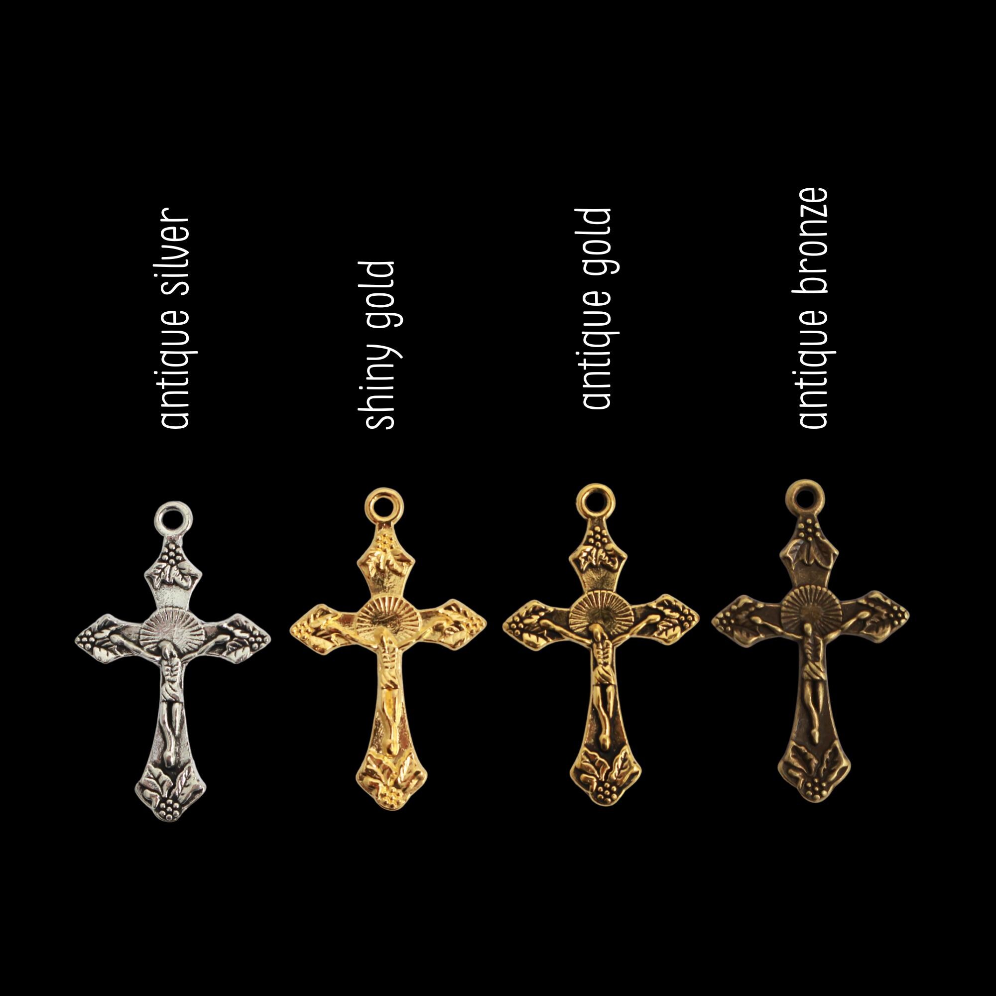 10 Small Crucifix Crosses With Grapes and Leaves Detail, 32mm Long ...
