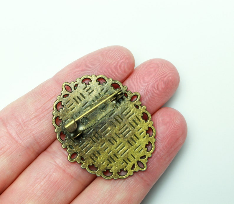 Bronze Bezel Brooch Pin Blanks Oval Cabochon Setting With - Etsy