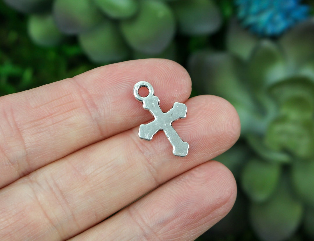 Small Flat Cross Charms With Simple Budded Design - Apostles Holy ...