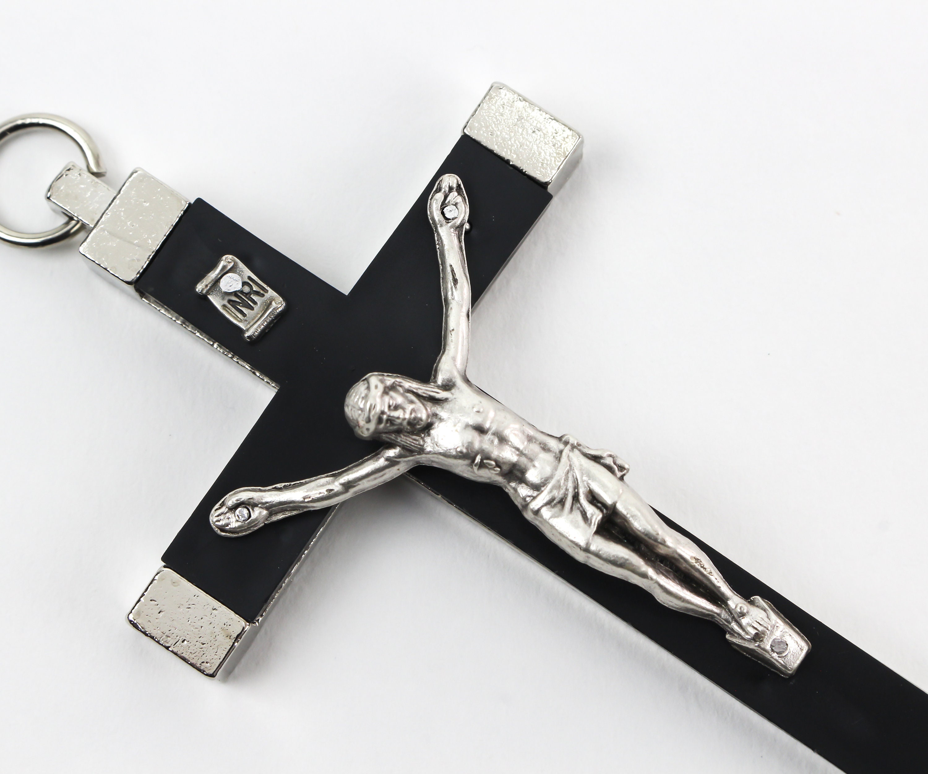Large Pectoral Crucifix Cross With Black Inlay - Nun's Habit Metal ...